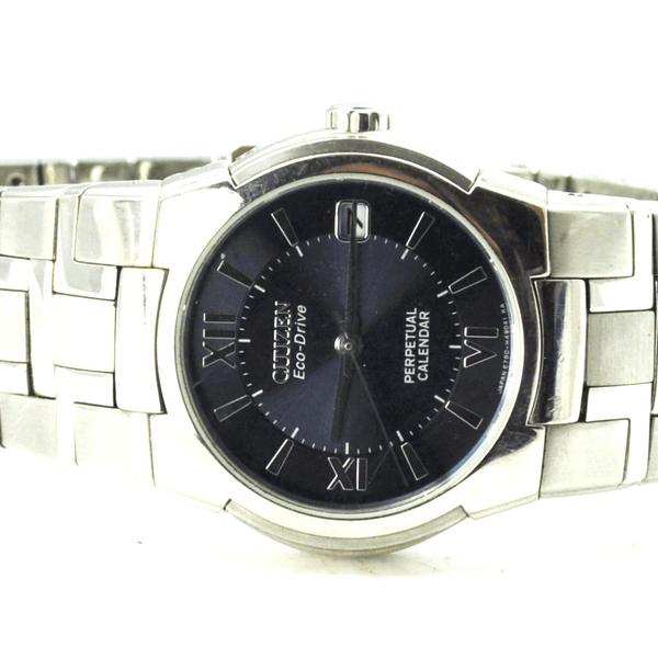 Men's Citizen Eco Drive E760 H27767 Perpetual Calendar Blue Dial 34mm ...