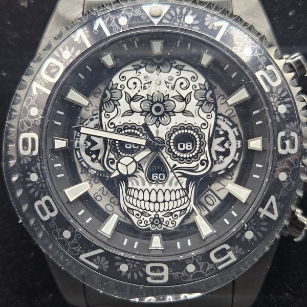 NEW Invicta Pro Diver Men 43mm Dia De Los Muertos Skull Black Chrono ...