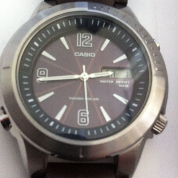 Casio MTP-1227 TOUGH SOLAR Watch with Brown Leather Band & new Battery ...