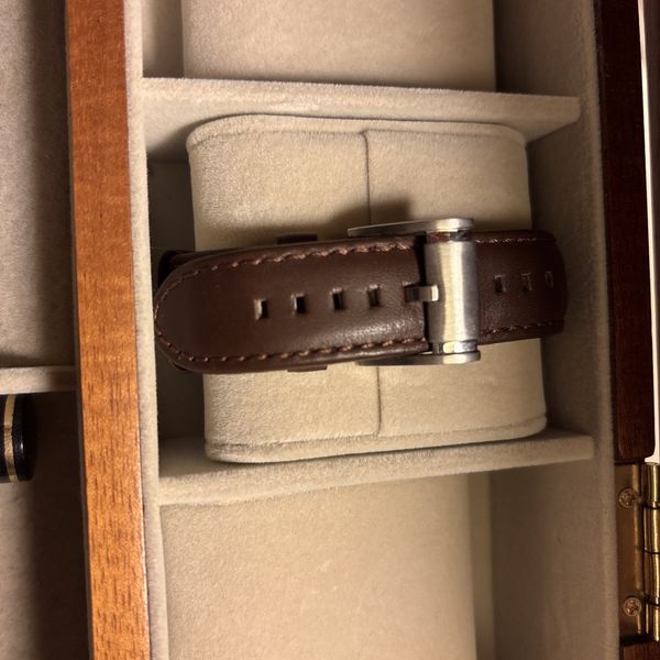 Fossil Signature Automatic Men's Wristwatch Brown Leather Strap ...