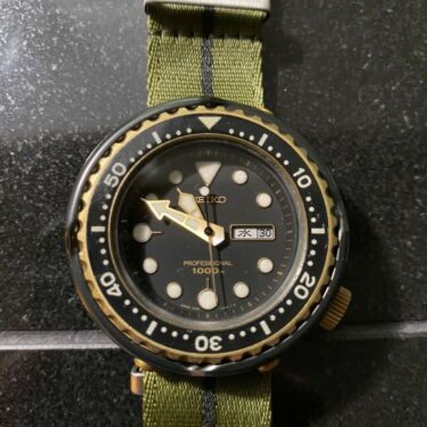 Vintage SEIKO 7C46-7009 GOLDEN TUNA TITANIUM 1000M DIVERS Quartz WATCH ...