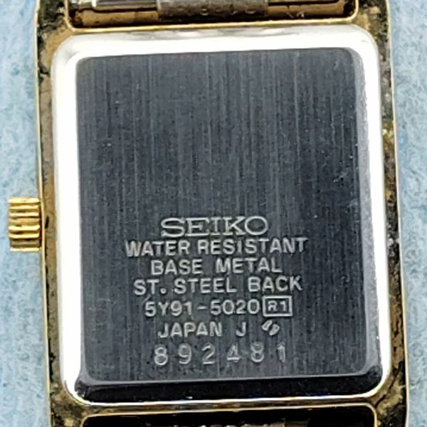 BE Mens Seiko 1980s / 1990s Rectangle Tank Gold Tone 5Y91-5020 Vintage ...