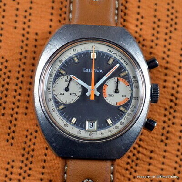 BULOVA 1971 N1 Ref 909 38MM STAINLESS STEEL BRUSHED CHRONOGRAPH GREY ...