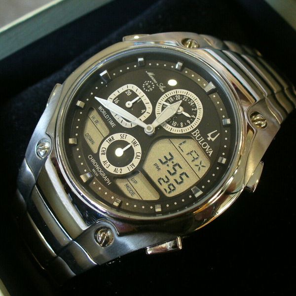 Bulova 96C30 Digital/Analog World Timer Watch w/Case | WatchCharts ...