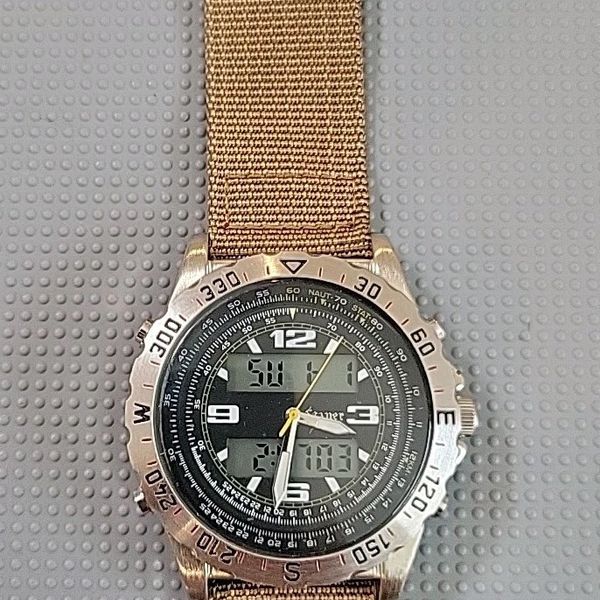 Men's Stauer 20409 Ana-Dig Military Field Date Watch! New Battery ...