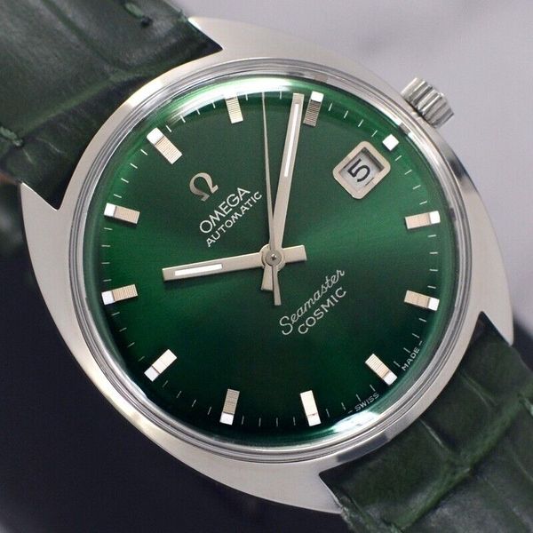 OMEGA SEAMASTER COSMIC AUTOMATIC 24 JEWELS CAL.565 DATE GREEN DIAL MEN ...