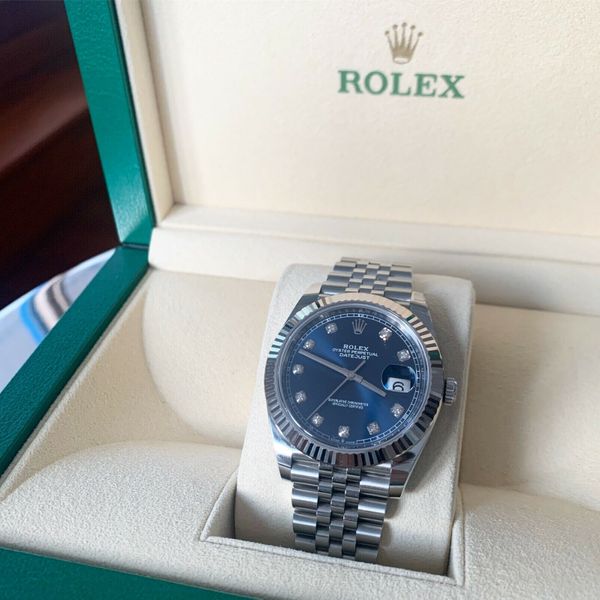 New Rolex Datejust 41mm Blue Face Factory Diamond Dial | WatchCharts ...