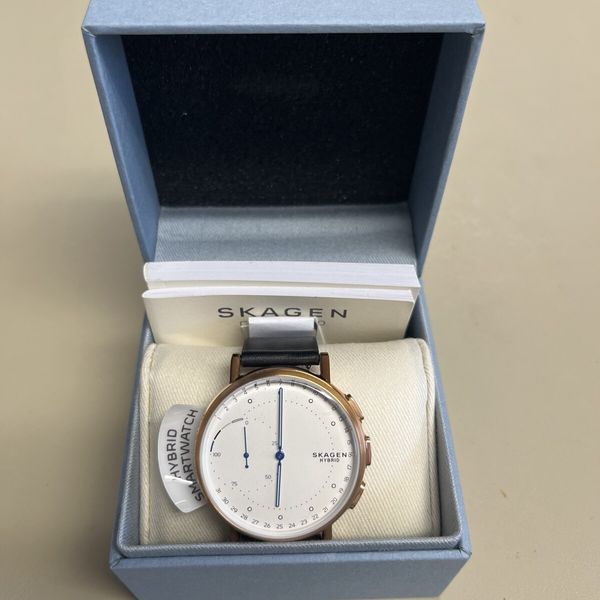 Skagen SKT1112 Signatur Connected Hybrid 42mm Men's Black Leather Smart ...