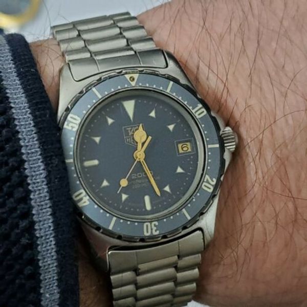 Vintage Mens Midsize Tag Heuer Professional 2000 Series blue dial | WatchCharts