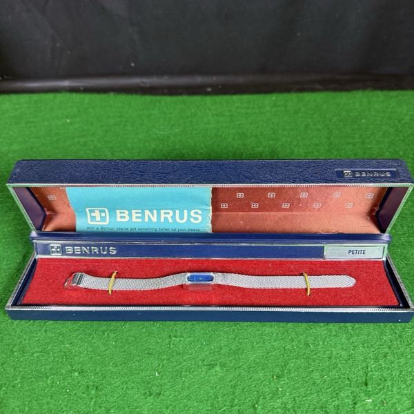 1960s Benrus Petite Art Deco Ladies Watch Blue Dial Mesh Band w/ Box ...