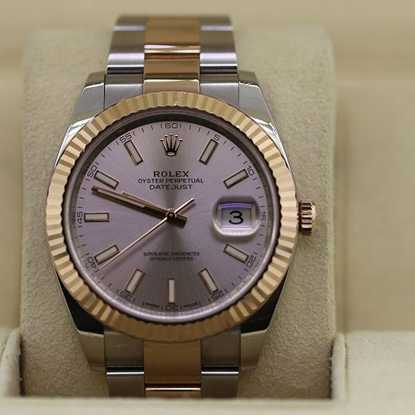 FS: Rolex DATEJUST 41mm 126331 Steel & Pink Gold Oyster Sundust Index ...