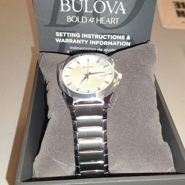 NEW IN CASE ~Bulova Bold At Heart Silver Men's Watch - 96B015 ...