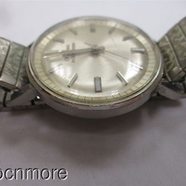 VINTAGE BULOVA ACCUTRON WATCH MENS SS M7 34mm SILVER DIAL CHAPTER RING ...