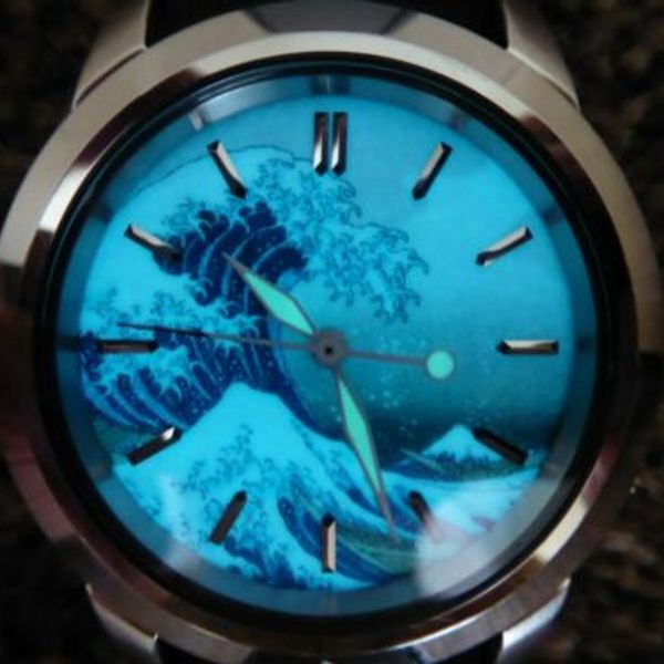 Seiko 5 modified GREAT WAVE OFF KANAGAWA fully lumed dial, SNK809 hands ...