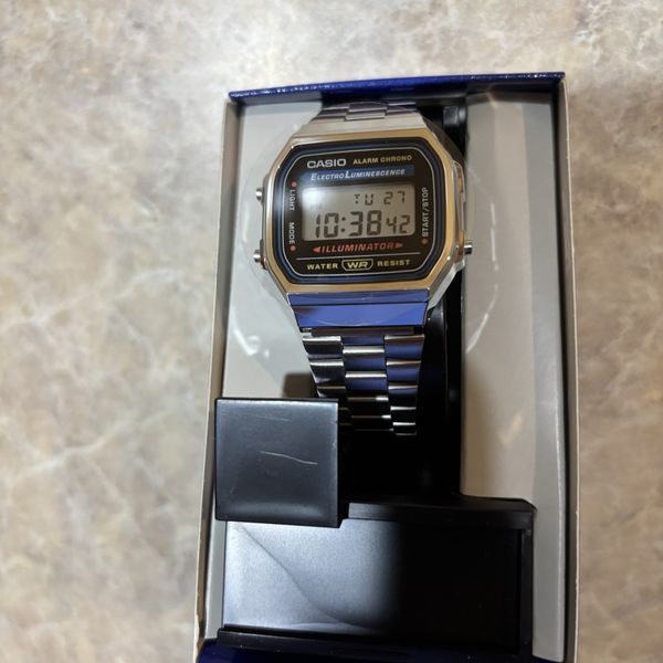 Casio Men's Vintage Digital Illuminator Watch A168WA-1WCR- Stainless Steel Band | WatchCharts ...