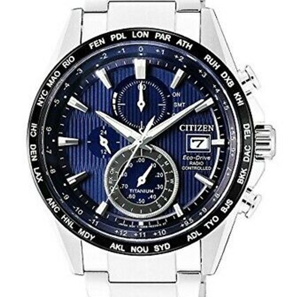 【EMS】CITIZEN Eco Drive Solar Radio Watch All Titanium Sapphire Glass AT ...