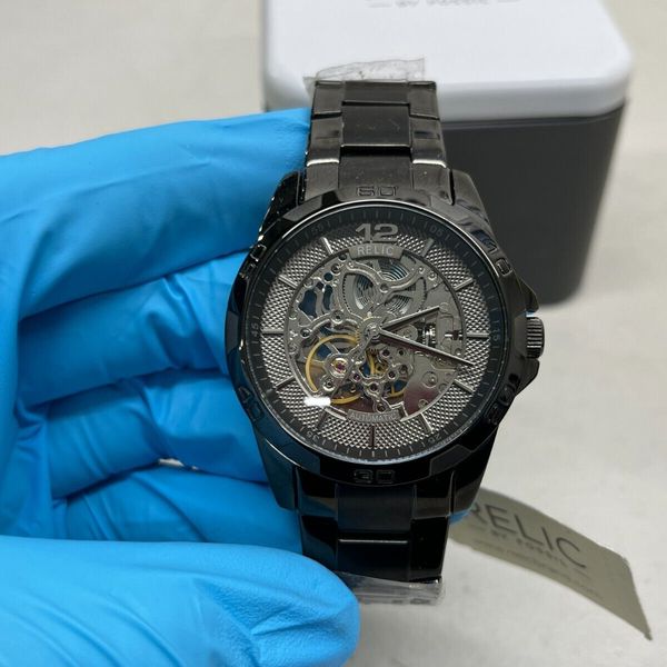 Relic by Fossil Menâ s Automatic Skeleton Gunmetal 43mm Watch ZR11853 ...