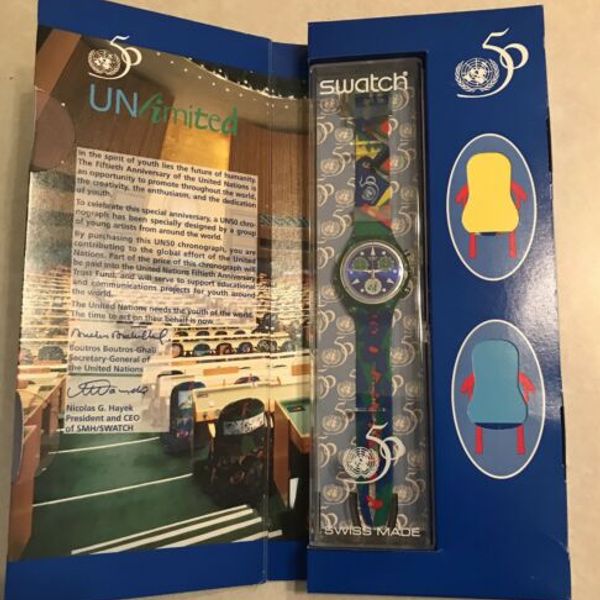 1994 Swatch Chronograph United Nations UN 50th Anniversary Watch ...