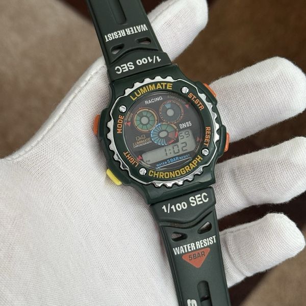 Rare Vintage Citizen Q&Q Racing Menâ s Digital Chronograph Sports Watch ...