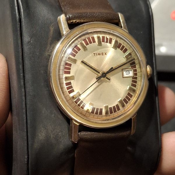 Timex Mercury 1974 Gold Tone Mens Vintage 1970s Mechanical Handwind ...