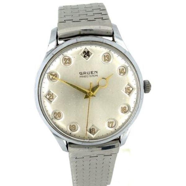 Gruen Precision Airflight 510-RSS 1960s Jump Hour Manual Wind Watch ...