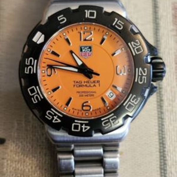 TAG Heuer Formula 1 WAC1213 Quartz Professional 200m Orange Dial ...