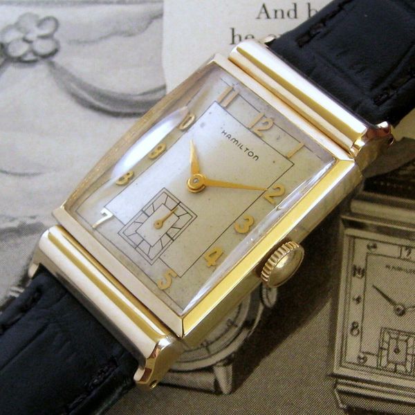 Mens Original 1952 Hamilton BARTON B Vintage 14K SOLID GOLD 19j Deco ...