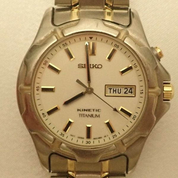 Seiko Kinetic Titanum 5M63-0B70 SKJ076 100M Lumibrite Wristwatch ...