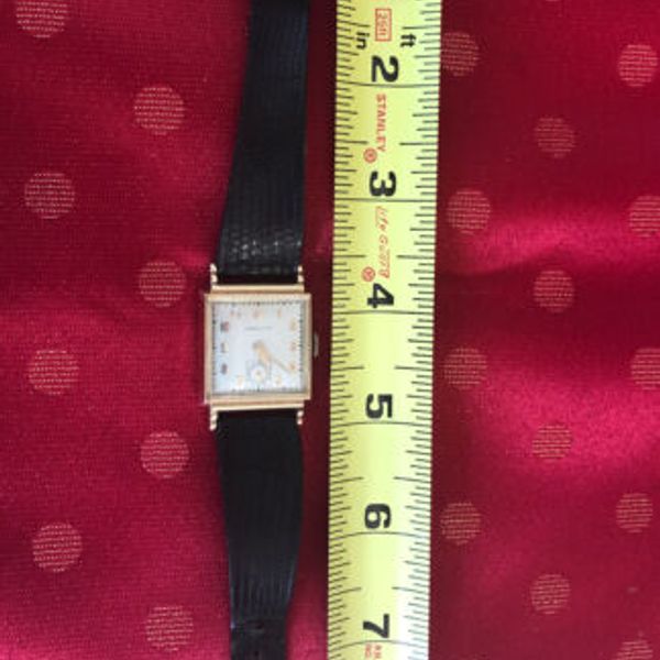 Vintage HAMILTON 14K Solid Gold Men Watch Square Face Winds and Runs ...