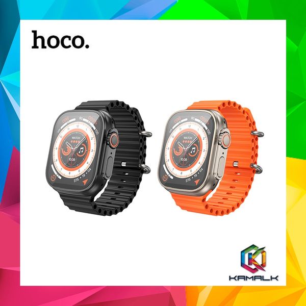 Hoco Y12 Ultra Smart Watch Rugged Light Gold Colour & Orange strap Loop ...