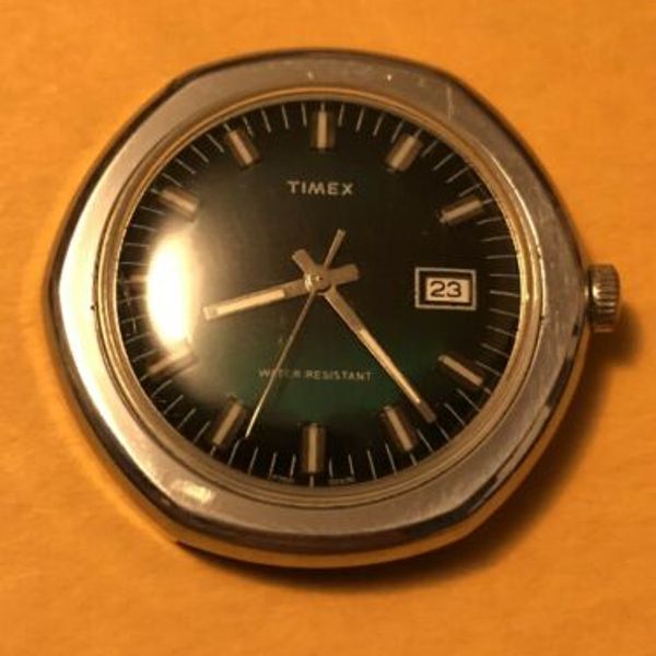 Vintage 76 Timex Mechanical Wind Up Marlin Hexagon Case Mens Watch ...