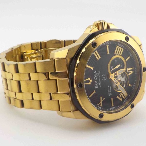 BULOVA MARINE STAR AUTOMATIC BLACK DIAL MEN'S WATCH 98A273 $695.00 ...