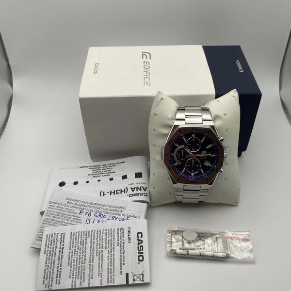 Menâ s Casio Edifice Watch 42mm Blue Chronograph | WatchCharts Marketplace
