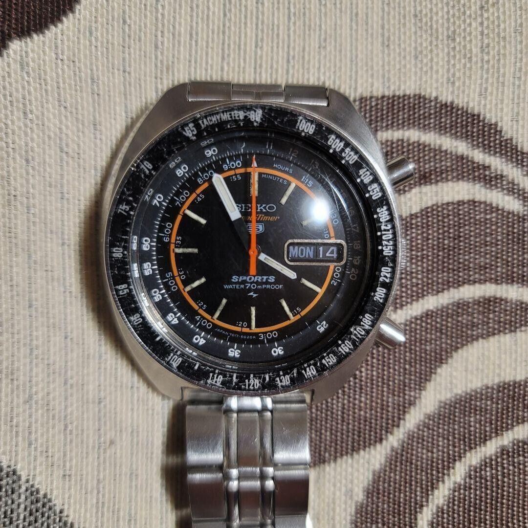 Seiko 5 Sports Speed Timer 7017-6020 Men's Watch Rare Vintage USED from ...
