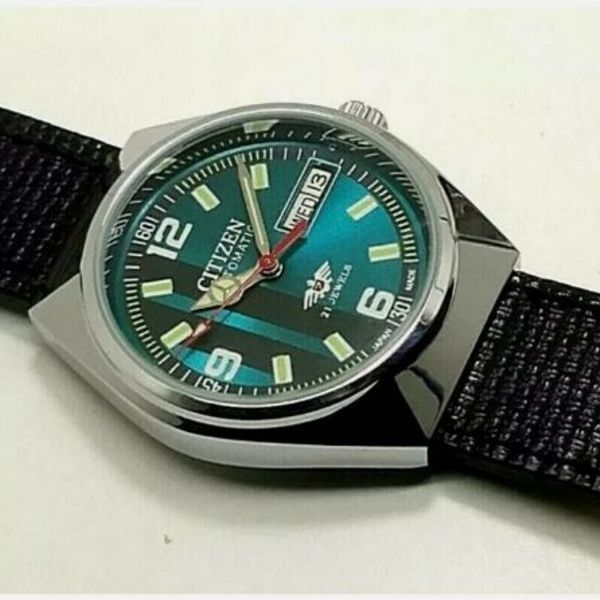 CITIZEN AUTOMATIC 8200A DAY/DATE GREEN DIAL MEN'S WATCH WORKING ...