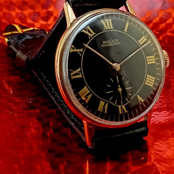 VINTAGE ROLEX MARCONI HAND WINDING BLACK 1950 WRISTWATCH ...