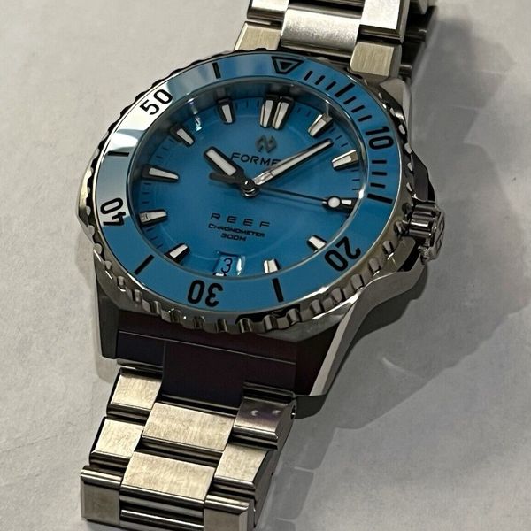 FORMEX REEF Bahama Blue 39.5MM Automatic COSC 300M Steel Bracelet Dive ...