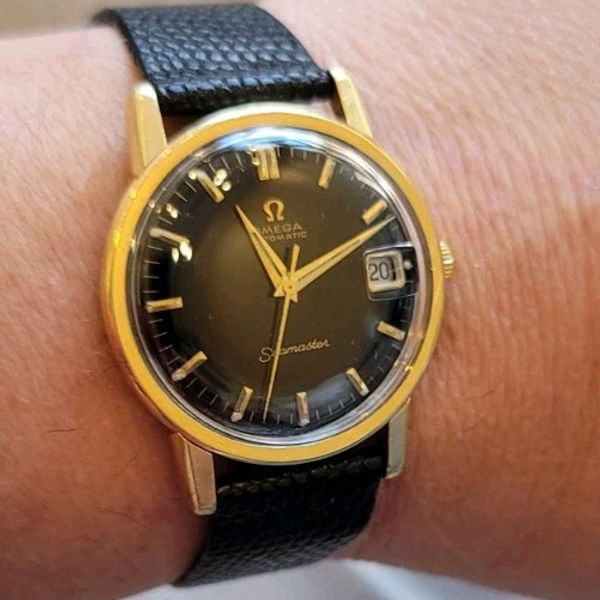 Vintage OMEGA Seamaster Automatic Winding Gold Black Men's Watch 1965 ...