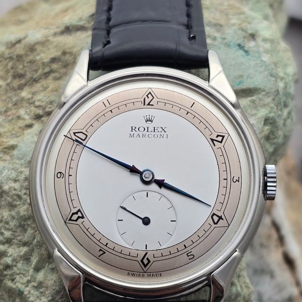 ROLEX MARCONI HOMBRE DIAL RESTAURADO COLOR 2 TONO PLATA Y CHANPAN CAJA ...