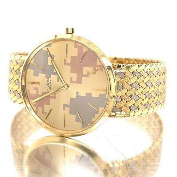 Rare 18K Space Invaders Dial Wristwatch By Universal Geneve Ref 18205-1TF | WatchCharts Marketplace