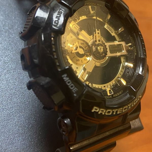 Casio g shock G-110GB black/gold serviced battery and pressure tested ...