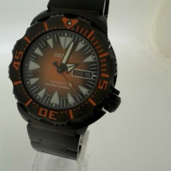 Seiko Orange Dial Day Date Diver 200m Monster Automatic Mens Running ...