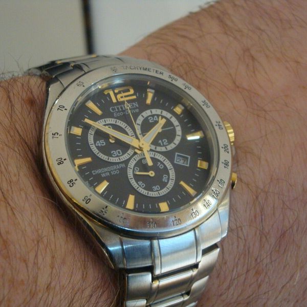 Citizen Eco-Drive H500-S081840. Gents Steel & Gold Chronograph. Solar ...