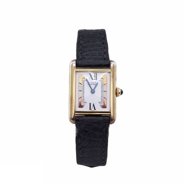 Cartier Cartier Must Tank Vermeil Gold Plate Leather Quartz Watch White ...