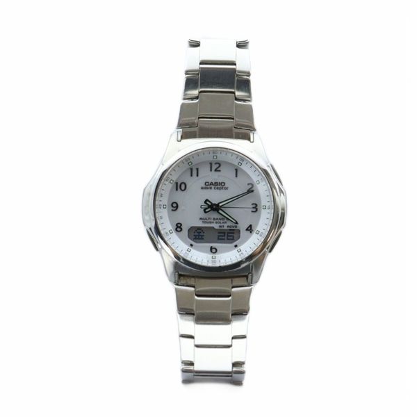 Casio Wave Ceptor Wristwatch Watch Radio Solar Logo White Dial with ...