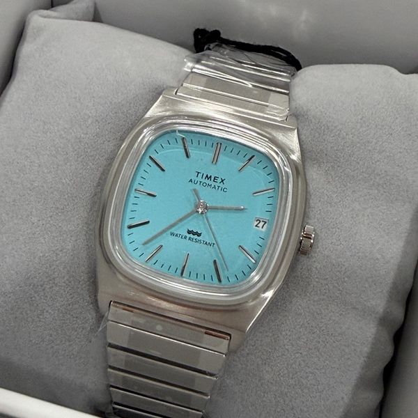 New Rare Timex 1983 E-line Automatic Watch Turquoise Blue 34mm ...