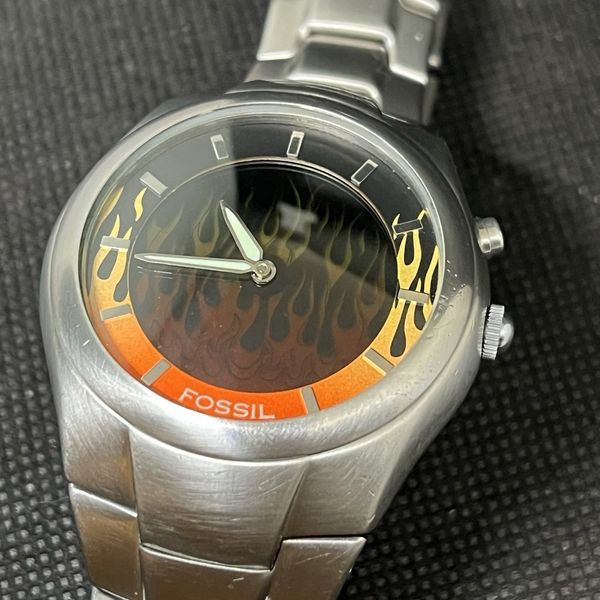 FOSSIL Big Tic JR-8115 Flame's Animation RARE Men's watch New Crystal Free Case | WatchCharts ...