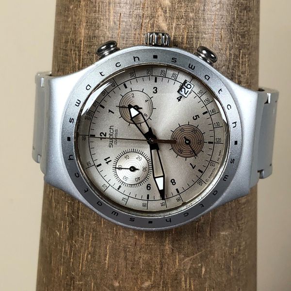 Vtg Swatch Irony Mens Freezing Rain Chronograph Aluminum Quartz Watch 7 1/4" | WatchCharts ...