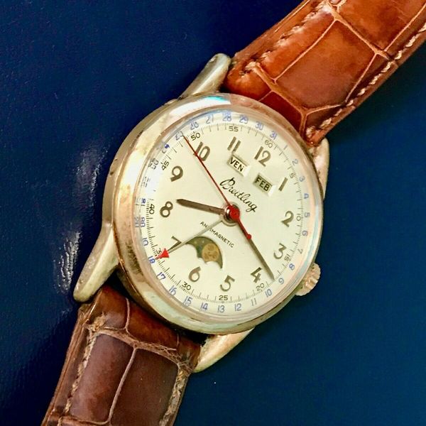 1950's Men's Vintage BREITLING Triple Date Moonphase | WatchCharts ...