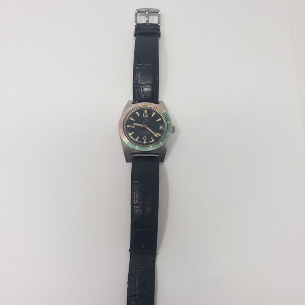 Vintage Elgin Watermelon Skin Diver Wrist Watch (1960s) Automatic 25 J ...